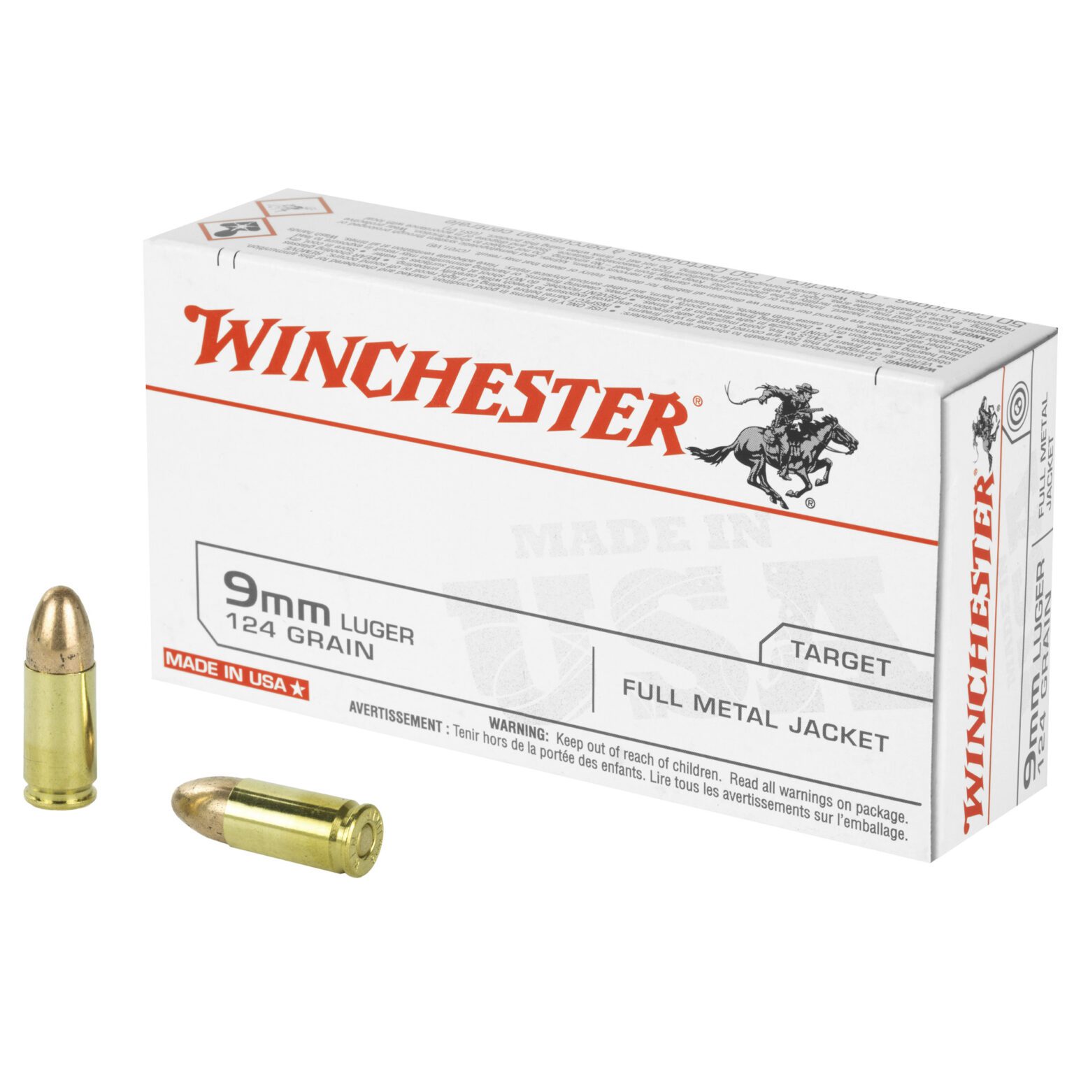Winchester 9mm 124 Grain FMJ Ammunition Box of 50 - Ammunition Linked - Weapons World